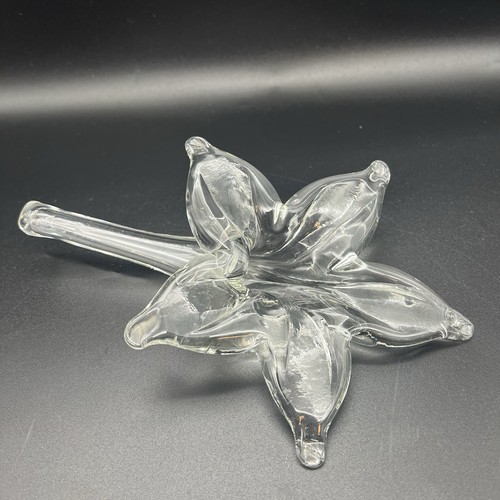 Hand Blown Clear Glass Art Flower Bud Vase 8" long Lily Shape | eBay