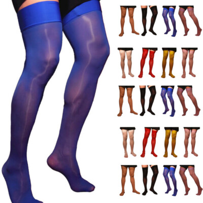 Men Lingerie Solid Color Stockings Nightwear High Socks Cosplay ...