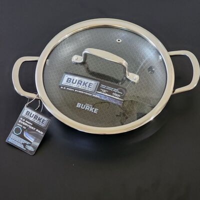 David Burke Geo Clad 9.5" Tri-Ply Stainless Steel Everyday Pan With Lid ...