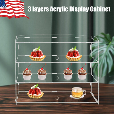 3 layers Acrylic Display Cabinet Case Bakery Pastry Display Case Multi ...