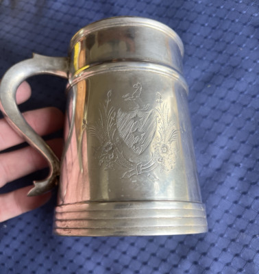 Antique English Edinburgh Silver Plated Mug Tankard with Horse and ...