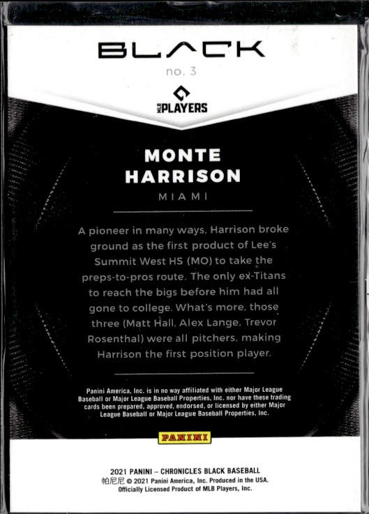2021 Panini Chronicles #3 Monte Harrison Black | eBay