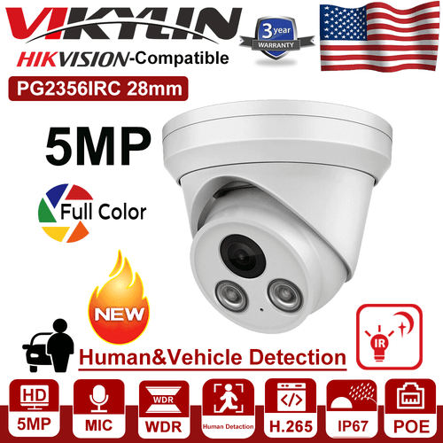 Hikvision Compatible 5MP IP Camera ColorVu IR Dual Light w/ MIC POE ...