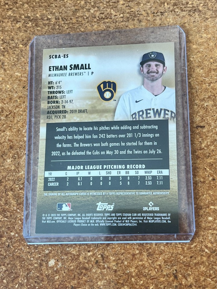 2023 Topps Stadium Club Baseball # SCBA-ES Ethan Small RC Autograph | eBay