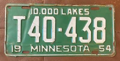 Minnesota 1954 FARM TRUCK License Plate # T40-438 | eBay