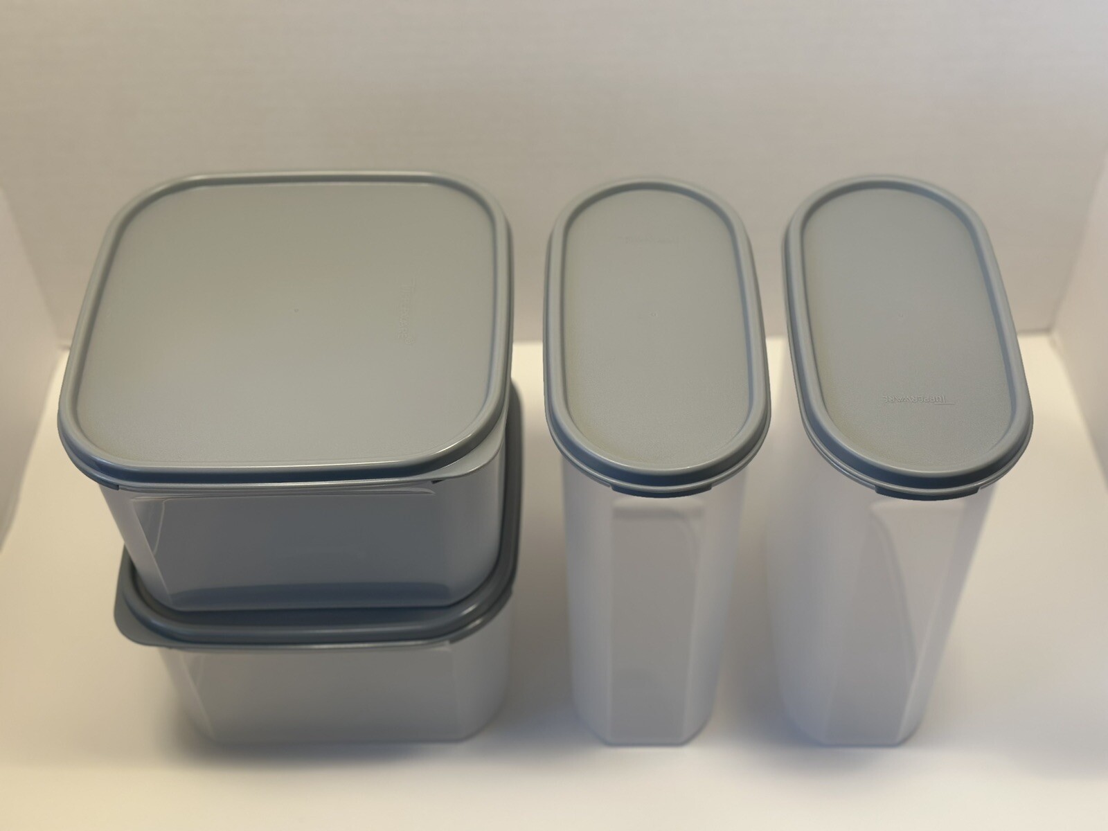 Tupperware Modular Mates Clear / Grey With Lids Square 2.6 L 2.3 L (Set ...