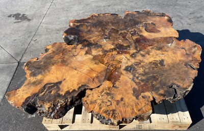 1970s redwood •• Burl •• tree stump coffee table log cabin design decor ...