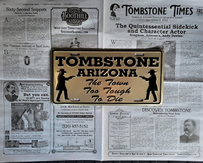 Tombstone AZ License Vanity Plate Collectible Automobilia "Town To ...