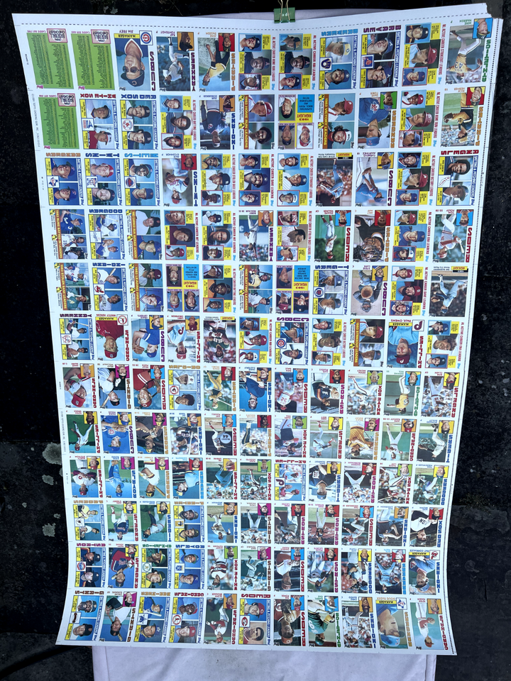 TOPS Cards 23 UNCUT SHEETS-'84, '85 ,'88.Nolan Ryan, Cal Ripken, Reggie ...