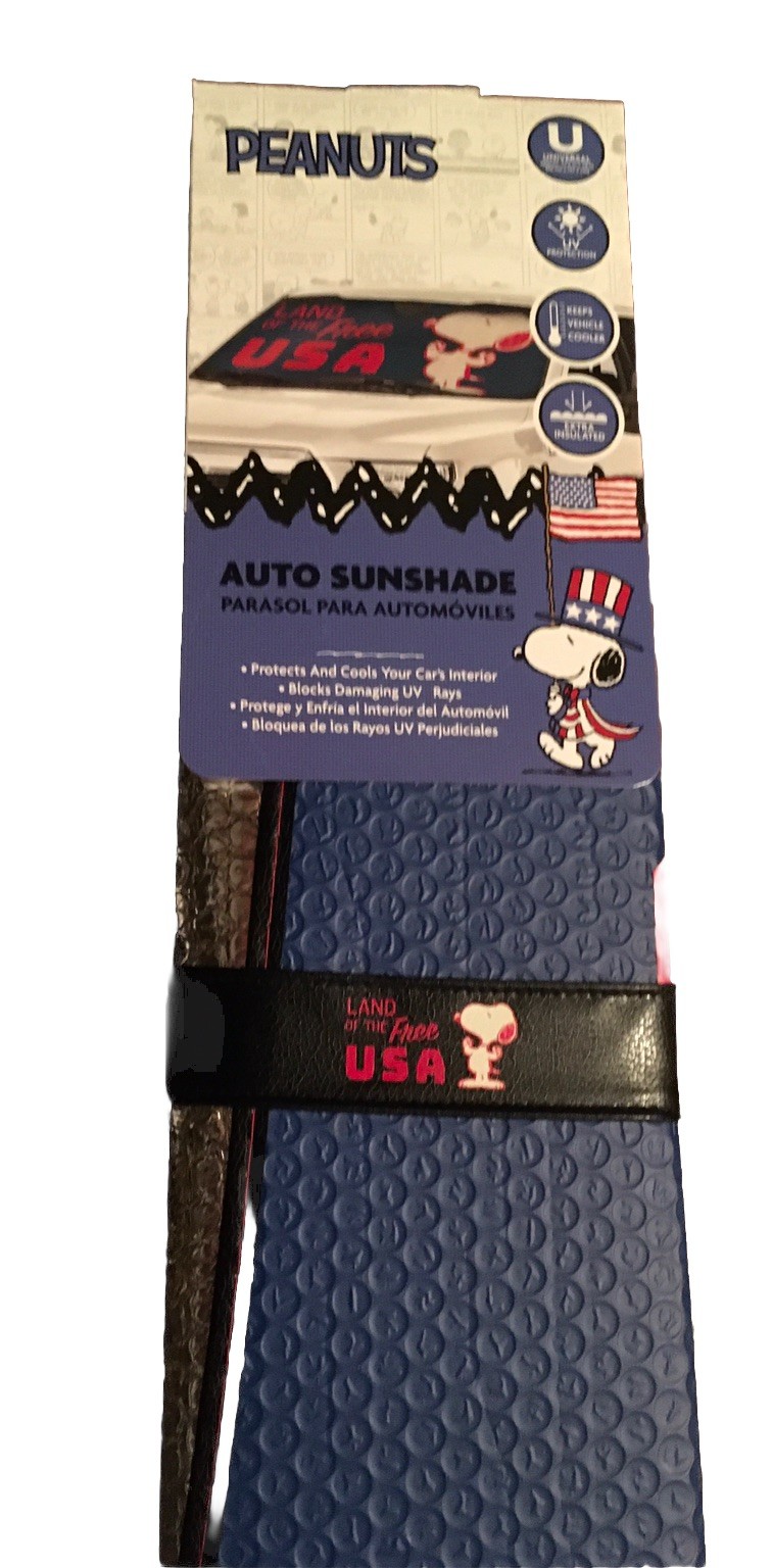 PEANUTS SNOOPY AMERICAN PATRIOTIC 🇺🇸 AUTO WINDSHIELD SUNSHADE Universal ...