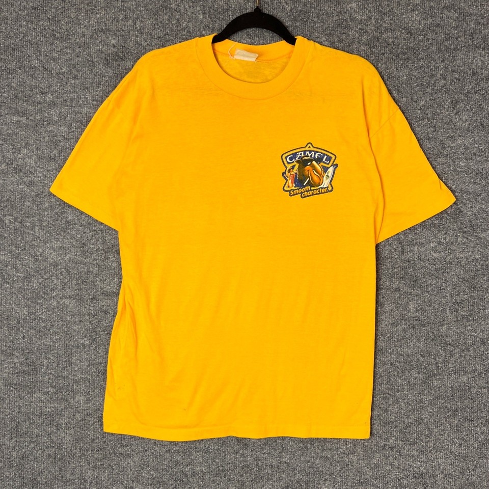 Vintage Camel Cigarettes Joe Cool Smooth Character Yellow T Shirt Men's ...