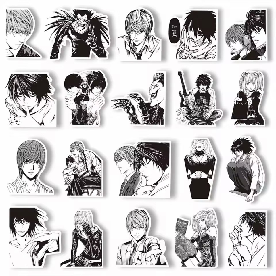 65PCS Death Note Anime Stickers Light Yagami L Misa Ryuk Black & White ...