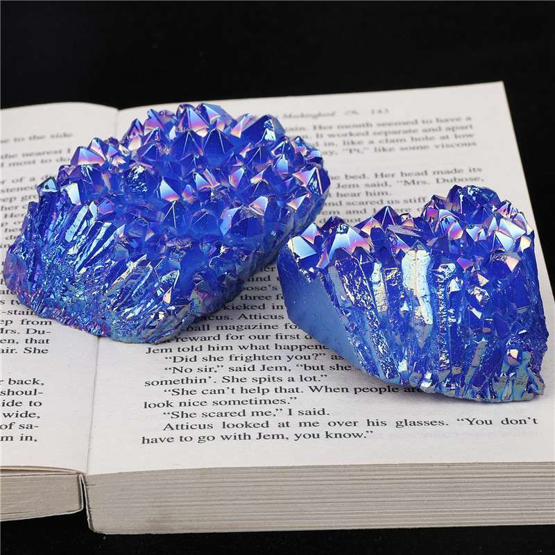 120g Natural Aura Blue Titanium Quartz Crystal Cluster Specimens ...