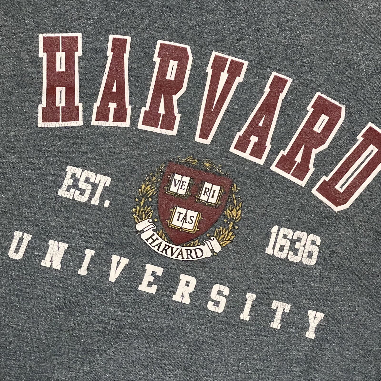 CLASSIC HARVARD UNIVERSITY Gray White BURGUNDY SWEATS… - Gem