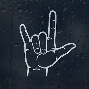 Sign Language Hand Print Heavy Metal Devil Horns Sign Car Decal Vinyl ...