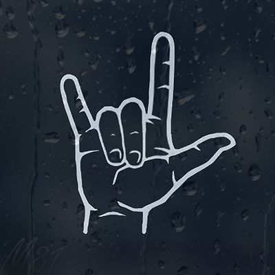 Sign Language Hand Print Heavy Metal Devil Horns Sign Car Decal Vinyl ...