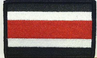 COSTA RICA Flag Military Patch With Hook Adhesive Fastener B & W Black ...