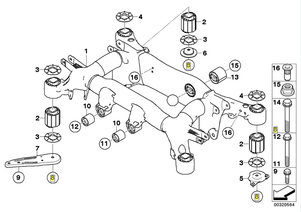 BMW Hex Bolt & Washer M14x1.5x138 mm Grade 10.9 6760344 33326760344 New ...