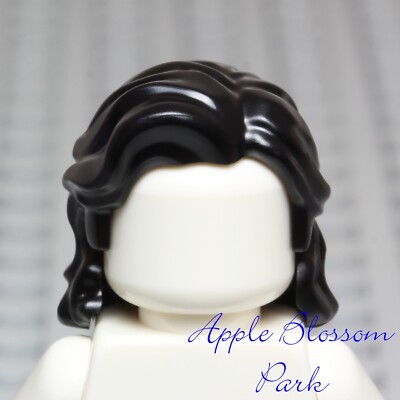NEW Lego Girl Boy Minifig Long BLACK HAIR Female Medium Wavy Side Part ...