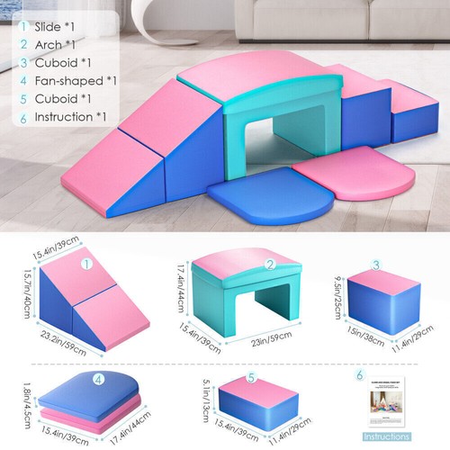 6pc Soft Climb Crawl Activity Play Set Indoor Baby Toddlers Crawling ...