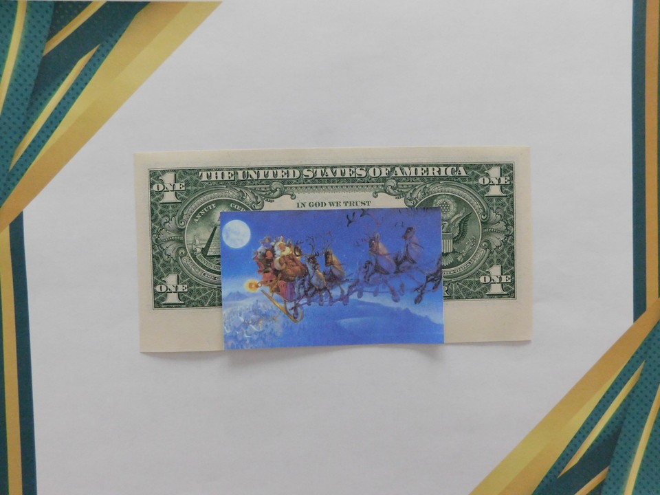 Santa Dollar $1 Dollar Bill with an edge Bottom Cut Includes ONE new ...