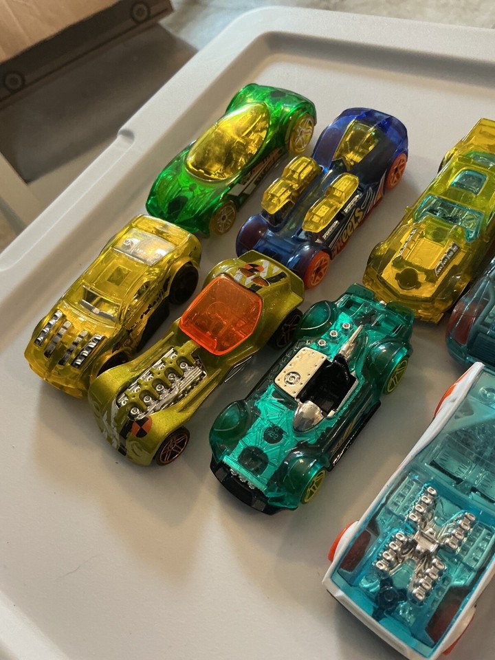 lot of 15 hot wheels clear plastic and metal cars | eBay