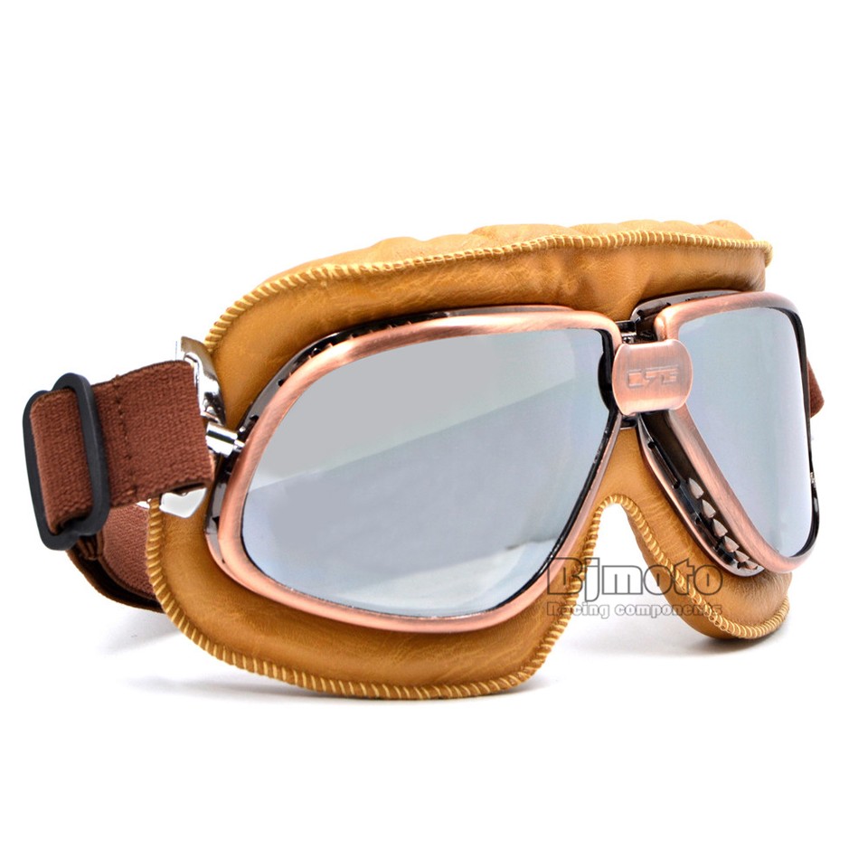 Aviator Pilot Cruiser Motorcycle Goggles Eyewear Retro Off Road Helmet ...