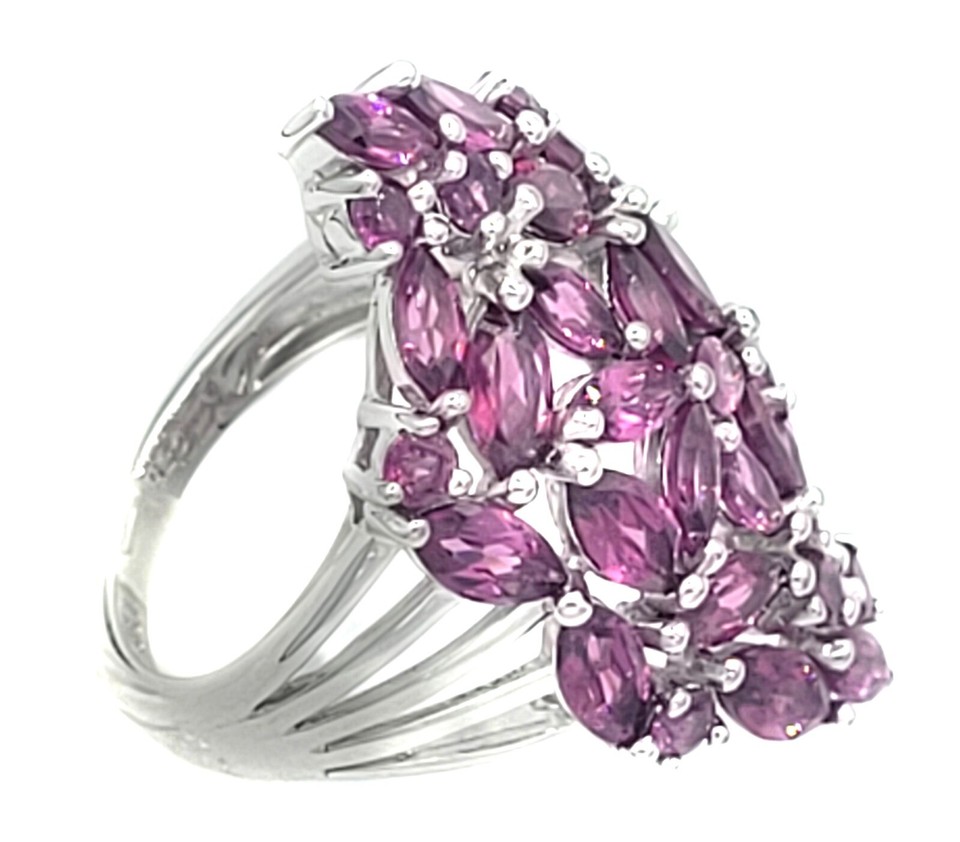 Pretty Purple Raspberry Rhodolite Garnet Gemstone Ring Rhodium Over ...