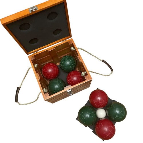Vintage Bocce Ball Set with Wooden Box for Carrying Storing 9 Balls ...