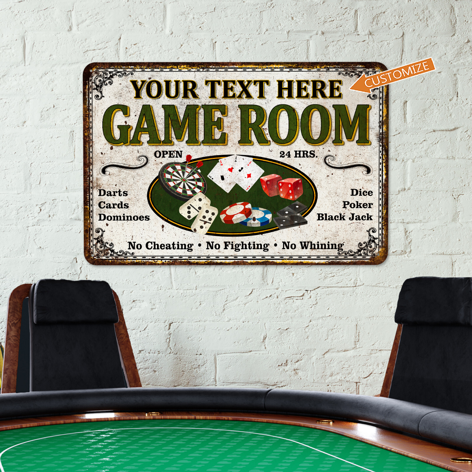 Personalized Game Room Sign Rec Room Family Wall Decor Gift Poker ...