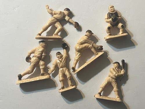 6-Vintage Hard Celluloid Baseball Player Figures Pitcher-Catcher-Batter ...