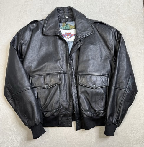 Vintage SuperFortress B-2 Jacket Mens Size Large Black Leather Bomber ...