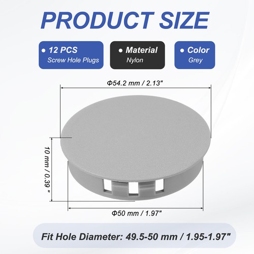 12 Pcs 50mm/2" Plastic Hole Plugs, Flush Type Round Plug Grey | eBay