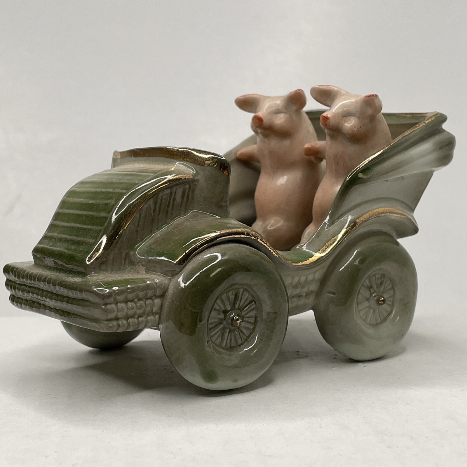 Fairing German Pink Pigs in Carriage Early Car Porcelain Twins Figurine ...