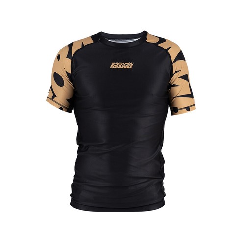 Scramble Mens Baka Short Sleeve Rash Guard Gold Compression BJJ Jiu ...
