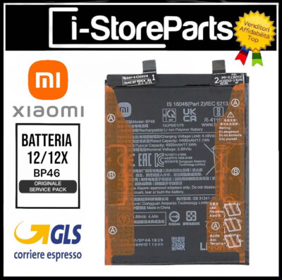BATTERIA ORIGINALE SERVICE PACK XIAOMI 12 12X 2201123G 2201123C BP46 ...