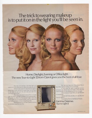 vintage 1970s large size mag print ad CLAIROL True-to-Light II haircare ...
