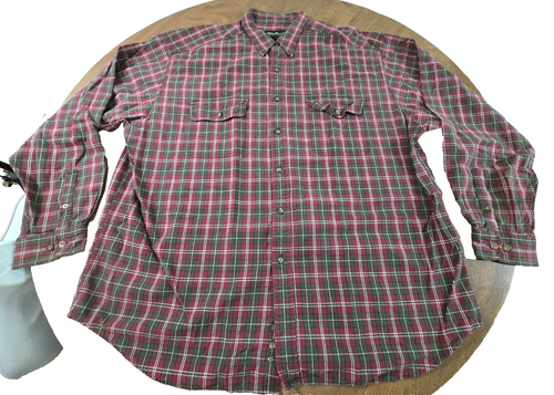 Eddie Bauer Shirt Men's 2XL Green Red Plaid Vintage Button Pockets ...
