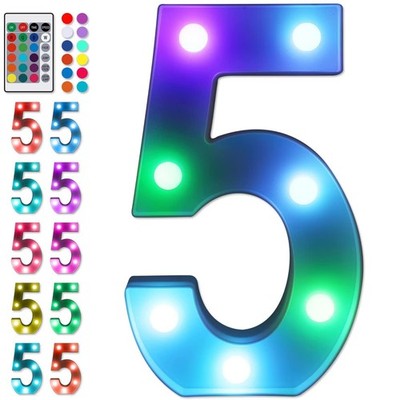 Colorful LED Number Lights Remote Marquee Light Up Number Sign Party ...