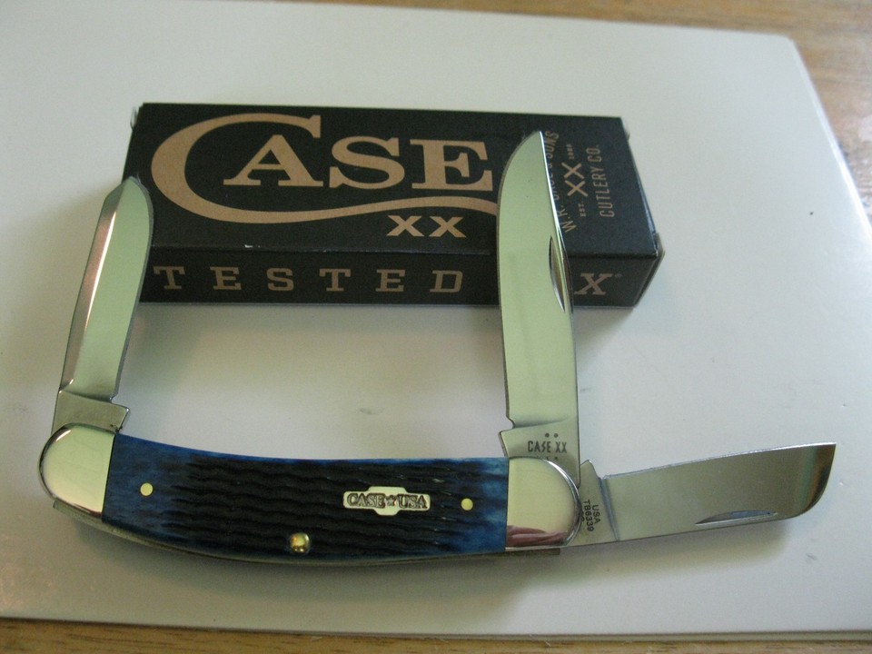 Case XX TONY BOSE SOWBELLY Knife TB6339 SS With Jigged BOSE BLUE Bone ...