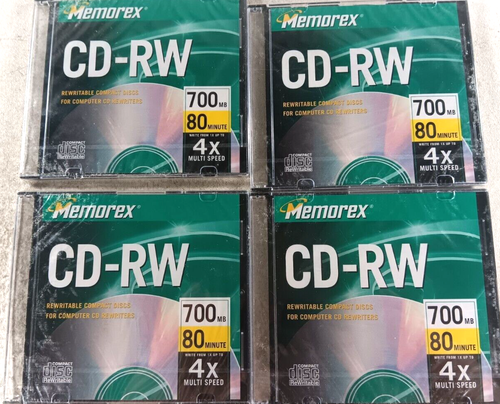 NEW Memorex CD-RW Rewritable 4x 700 MB 80 min Lot Of 4 Sealed | eBay