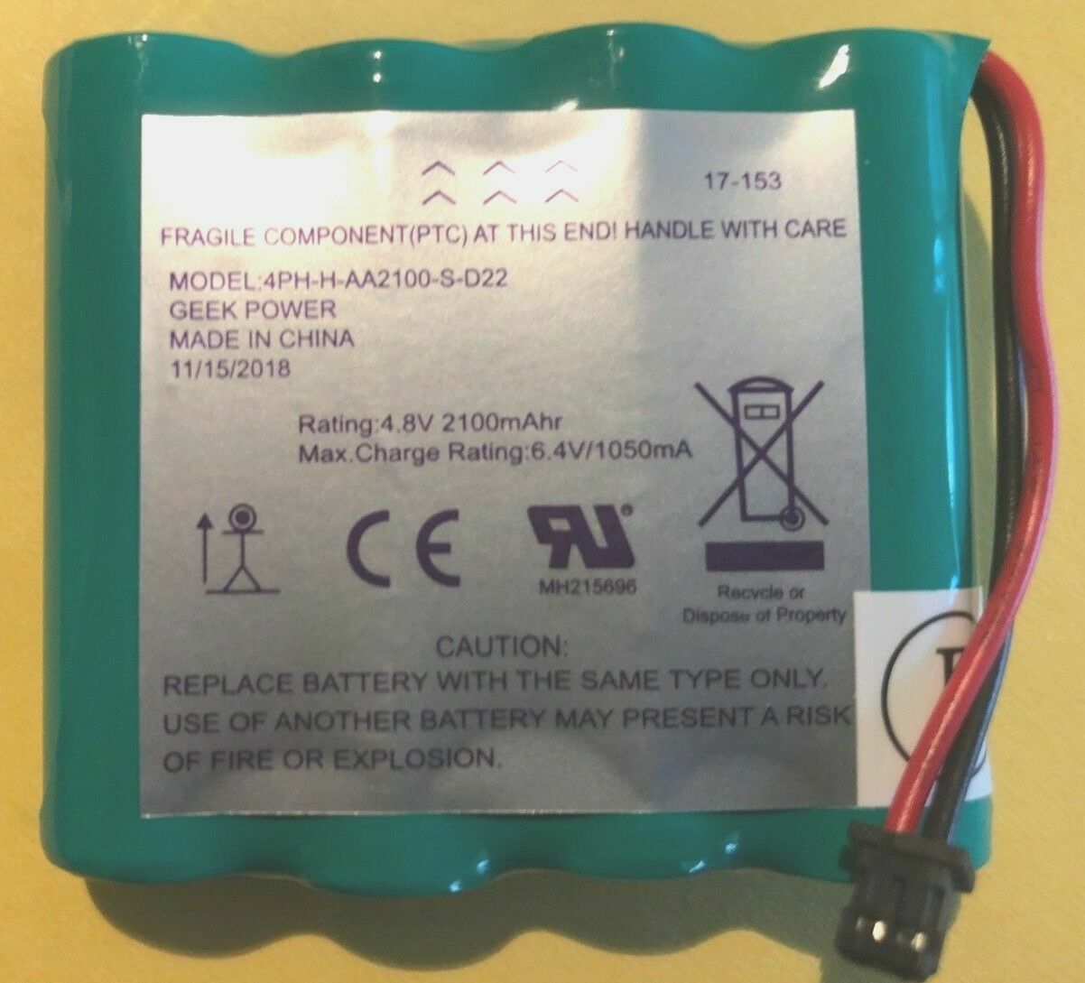 Brand New DSC BATT2148V 4PH-H-AA2100-S-D22 Back Up Battery For WS4920HE ...
