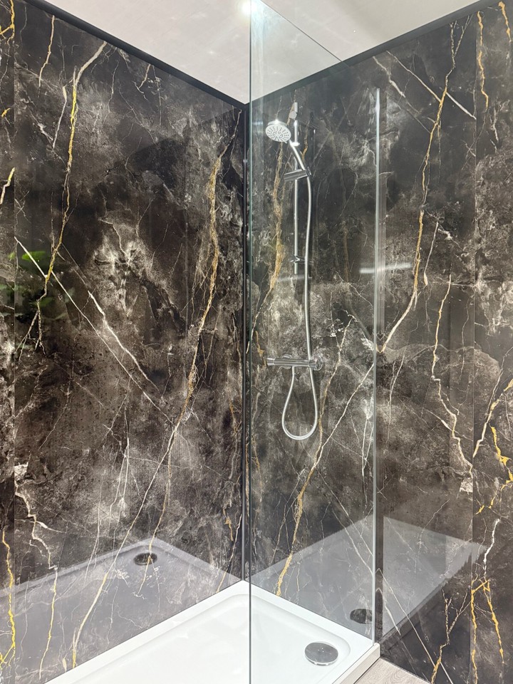 Large 1000mm Wide x 2.4m Shower Wet Wall Panels Bathroom Cladding PVC ...