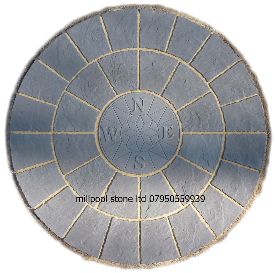 1.8M CHARCOAL GREY COMPASS ROTUNDA CIRCLE PAVING PATIO SLABS [DELIVERY ...