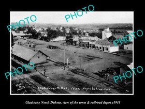 OLD 8x6 HISTORIC PHOTO OF GLADSTONE NORTH DAKOTA THE TOWN & RAIL DEPOT ...