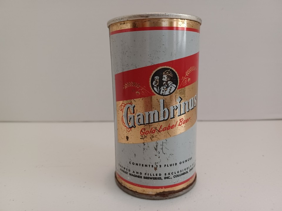 Gambrinus Gold Label 12 oz. Top Opened Empty Straight Steel Tab Top ...
