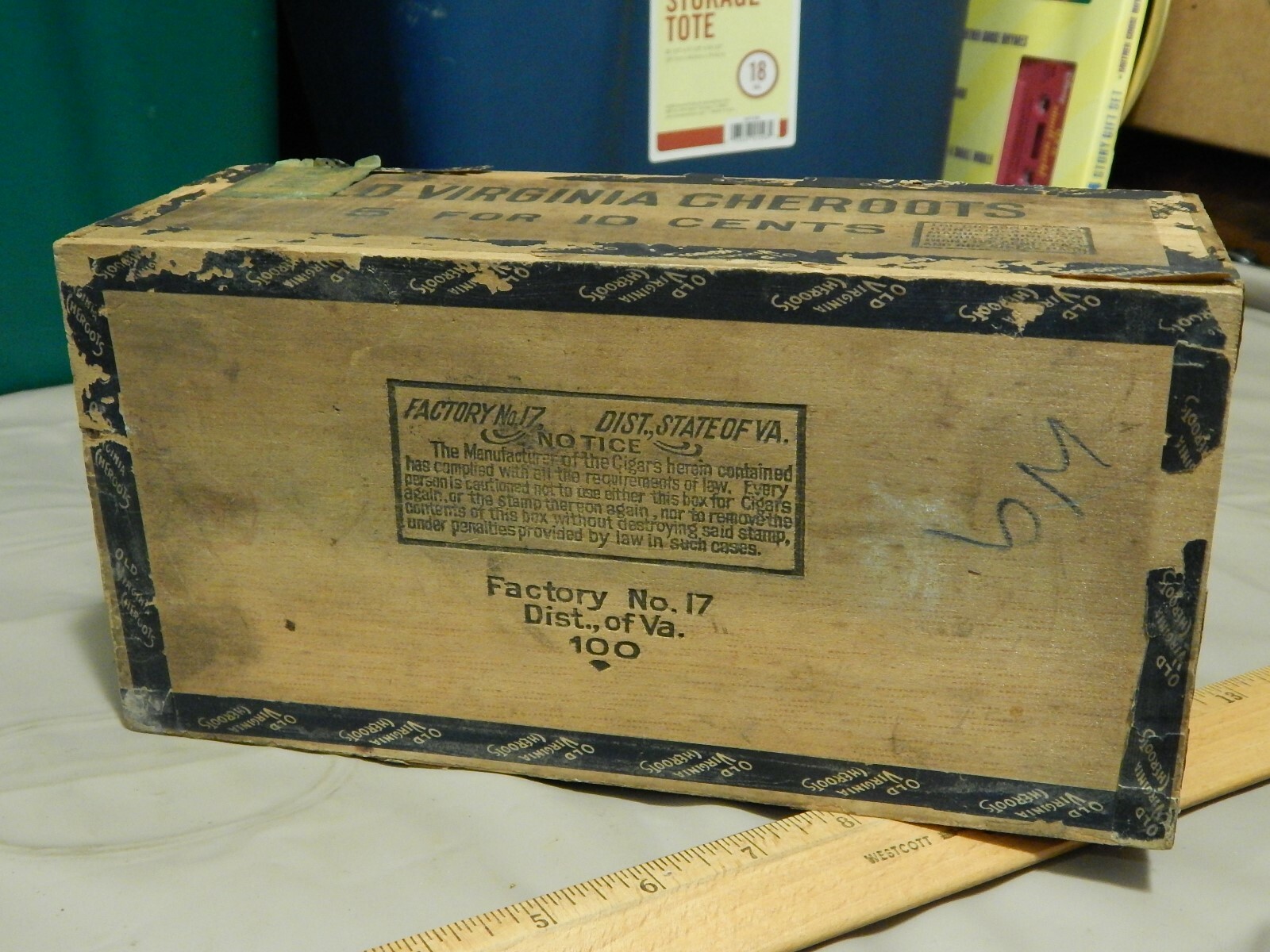 Old Virginia Cheroots Light WOOD CIGAR BOX "Uncle Remus" Lorillard Co ...