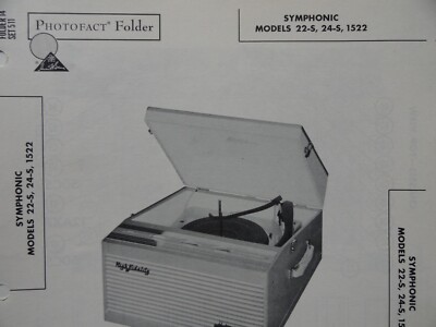 Original Sams Photofact Manual SYMPHONIC MODELS 22-S, 24-S, 1522 (511 ...
