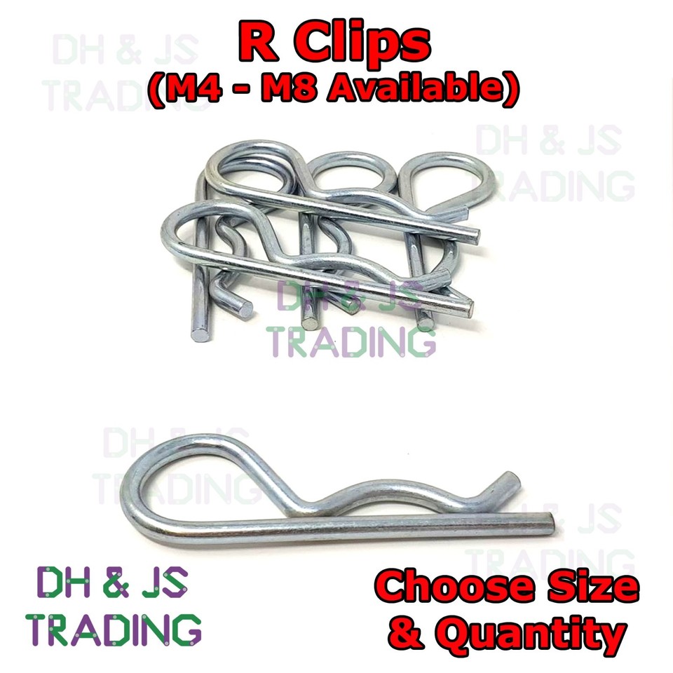 R Clips Bright Zinc Plated Retaining Pins - M4 M6 M8 Split Pins for ...
