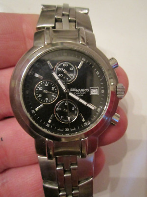 LORD HARRIS CHRONOGRAPH WATCH STAINLESS STEEL BLACK FACE- QUARTZ - BBA ...